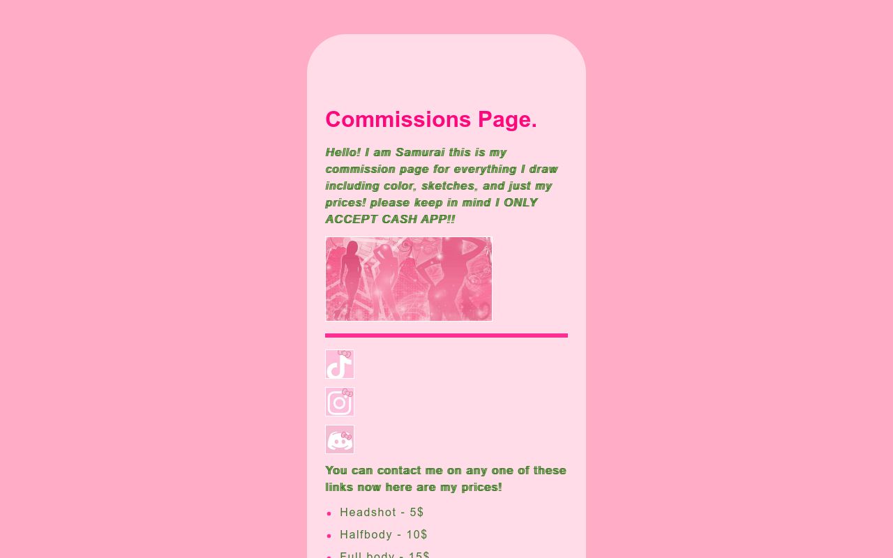 Samurai's commission page